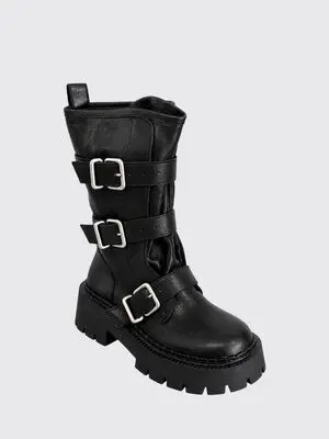 VIC MATIE Mid-calf Biker Boots With Adjustable Straps And Lug Sole