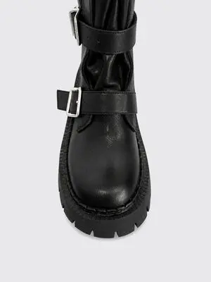 VIC MATIE Mid-calf Biker Boots With Adjustable Straps And Lug Sole