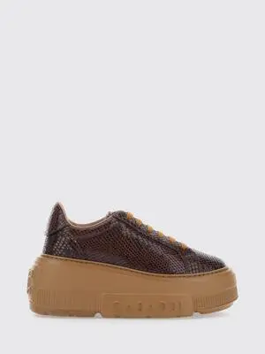 Casadei Python Print Leather Platform Sneakers - Brown