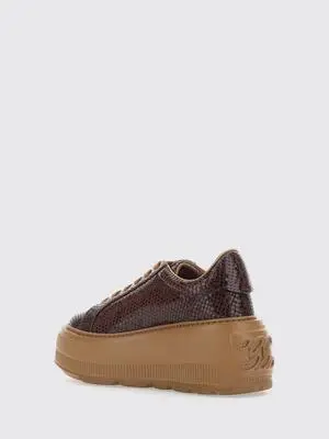 Casadei Python Print Leather Platform Sneakers - Brown