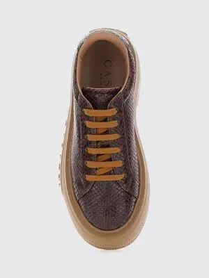 Casadei Python Print Leather Platform Sneakers - Brown