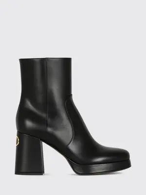 Valentino Garavani Calfskin Ankle Boots With High Heel And Vlogo Signature - Black