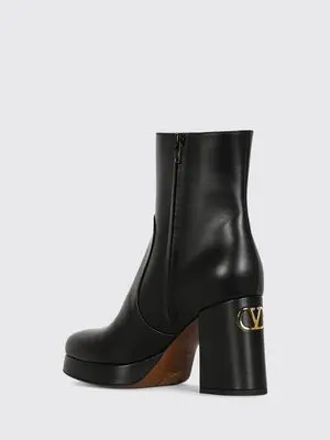 Valentino Garavani Calfskin Ankle Boots With High Heel And Vlogo Signature - Black