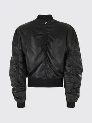 DONDUP Cropped Synthetic Leather Bomber Jacket - Black