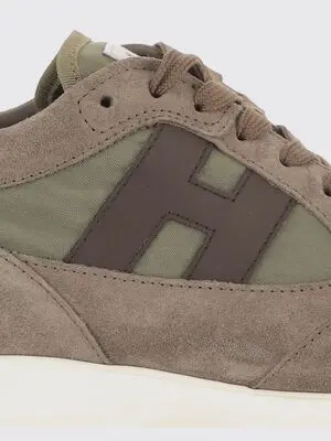 Hogan Suede And Mesh Sneakers With Side Logo - Beige