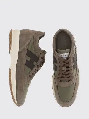 Hogan Suede And Mesh Sneakers With Side Logo - Beige