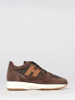 Hogan Suede And Mesh Sneakers With Side Logo - Brown