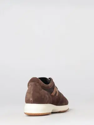 Hogan Suede And Mesh Sneakers With Side Logo - Brown