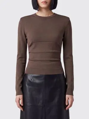 DONDUP Slim Fit Crewneck Jumper With Padded Shoulders - Brown