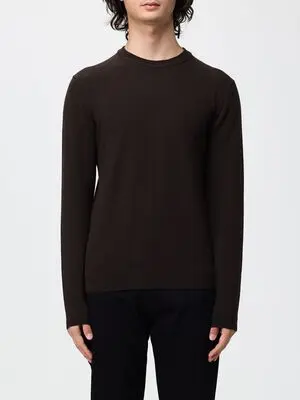 BROOKSFIELD Two-tone Crewneck Jumper In Jersey With Ribbed Trims - Brown