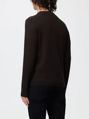 BROOKSFIELD Two-tone Crewneck Jumper In Jersey With Ribbed Trims - Brown