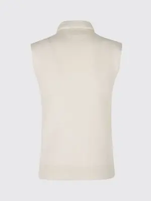Alberta Ferretti Sleeveless Silk And Cashmere Mock Neck Top With Studs - White