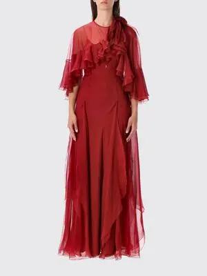 Alberta Ferretti Sheer Overlay Ruffled Gown