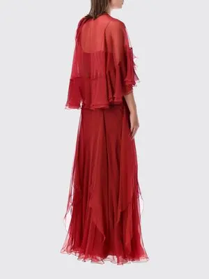 Alberta Ferretti Sheer Overlay Ruffled Gown