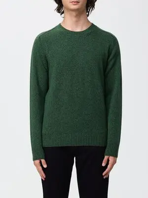 BROOKSFIELD Pure Wool Crew-neck Jumper With Ribbed Trims - Green