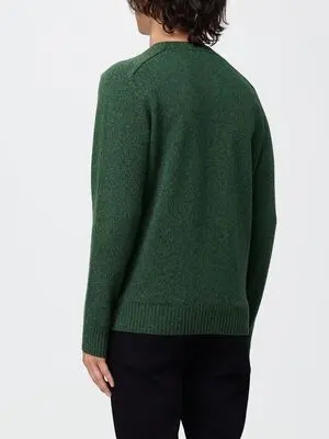BROOKSFIELD Pure Wool Crew-neck Jumper With Ribbed Trims - Green