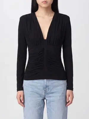 Sportmax Ruched V-neck Long Sleeve Top - Black