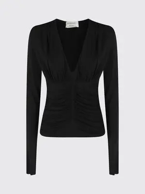 Sportmax Ruched V-neck Long Sleeve Top