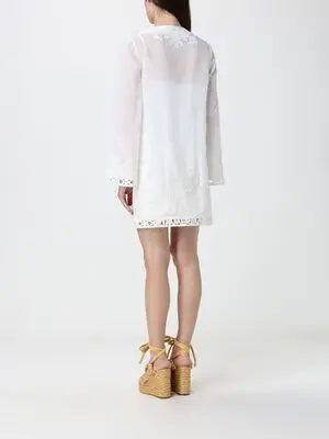 Zimmermann Embroidered Ramie Mini Tunic With Lace Inserts
