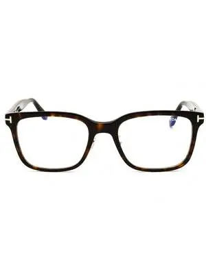 TOM FORD Rectangular Acetate Eyeglasses - Dark Havana/clear/blue-light Block Lens