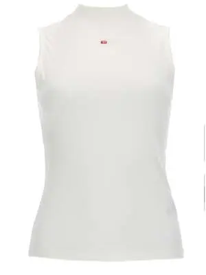 DIESEL® Sleeveless Mock Neck Top - White