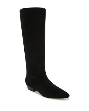 Vince Margaretii Leather Knee High Boots - Black Leather