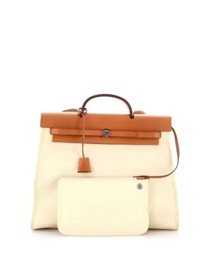 Hermès 39 Herbag Zip Leather And Toile