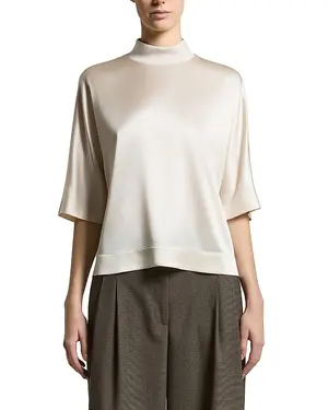 Peserico Silk Stretch Mock Neck Top