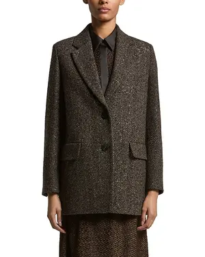 Peserico Wool Blend Sequin Herringbone Blazer