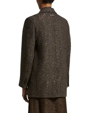 Peserico Wool Blend Sequin Herringbone Blazer