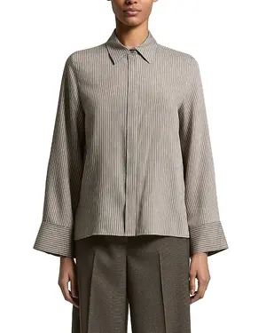 Peserico Printed Melange Leaf Collar Shirt