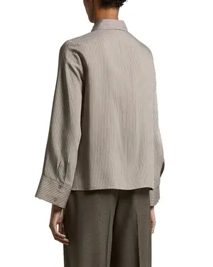 Peserico Printed Melange Leaf Collar Shirt