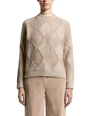 Peserico Stockinette Stitch Crewneck Sweater - Astral Beige