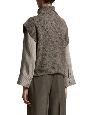 Peserico Micro Sequin Rib Knit Turtleneck Sweater