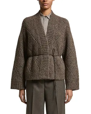 Peserico Knitted Open Front Sweater With Belt