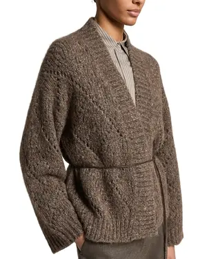 Peserico Knitted Open Front Sweater With Belt