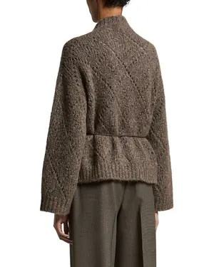 Peserico Knitted Open Front Sweater With Belt