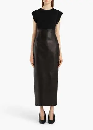 Khaite Loxley Leather Pencil Skirt