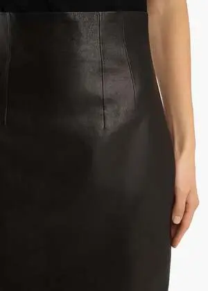 Khaite Loxley Leather Pencil Skirt