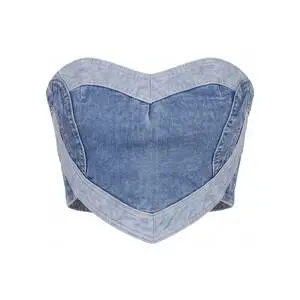 MODENAIRE Strapless Heart-shaped Denim Corset Top