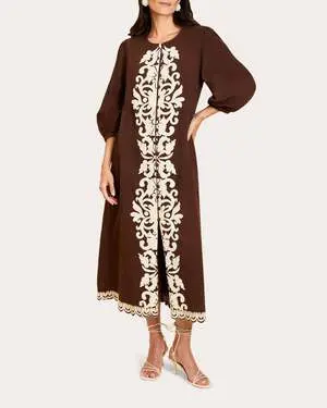 Mestiza New York Embroidered Button-front Midi Dress