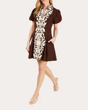 Mestiza New York Flavia Embroidered Puff-sleeve Mini Dress