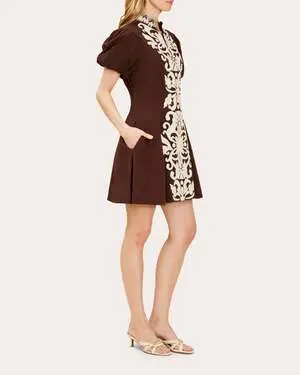 Mestiza New York Flavia Embroidered Puff-sleeve Mini Dress