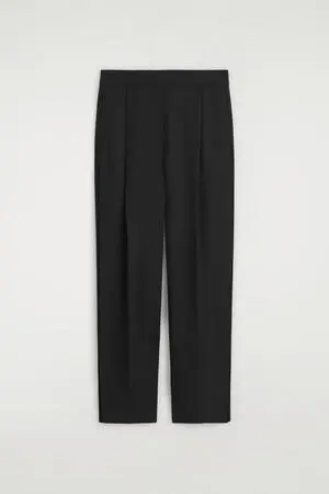 Cos Pleated Panel Straight-leg Wool Blend Trousers
