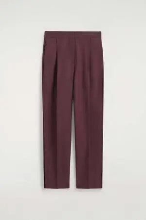 Cos Pleated Panel Straight-leg Wool Blend Trousers