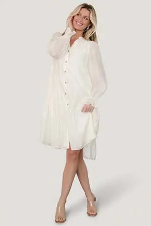 POLAGRAM Brenna Button Midi Dress