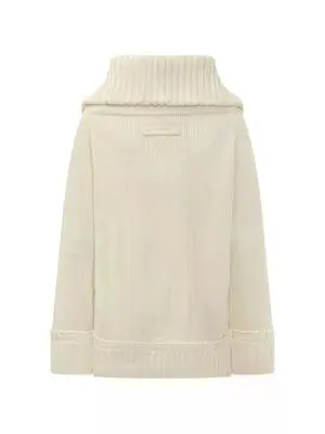 Victoria Beckham Ribbed Knit Sweater With Wide Collar