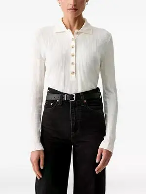 Marc O'polo Ribbed-knit Long-sleeve Polo Shirt