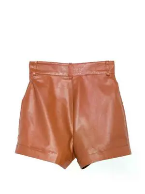 MANOKHI Pleated Leather Shorts