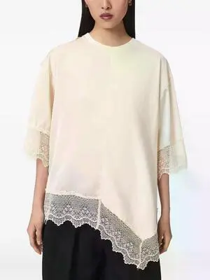 ALLSAINTS Lenny Lace Trim Asymmetric T-shirt